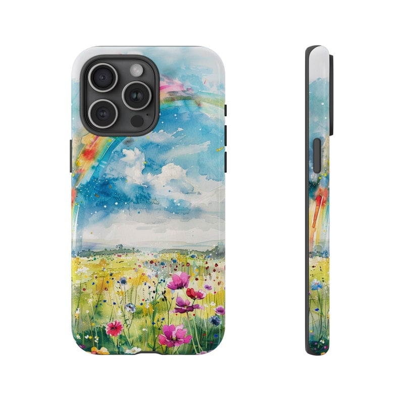 Vista Flower Fields Watercolor Painted Flora Rainbow Meadow Artistic ...