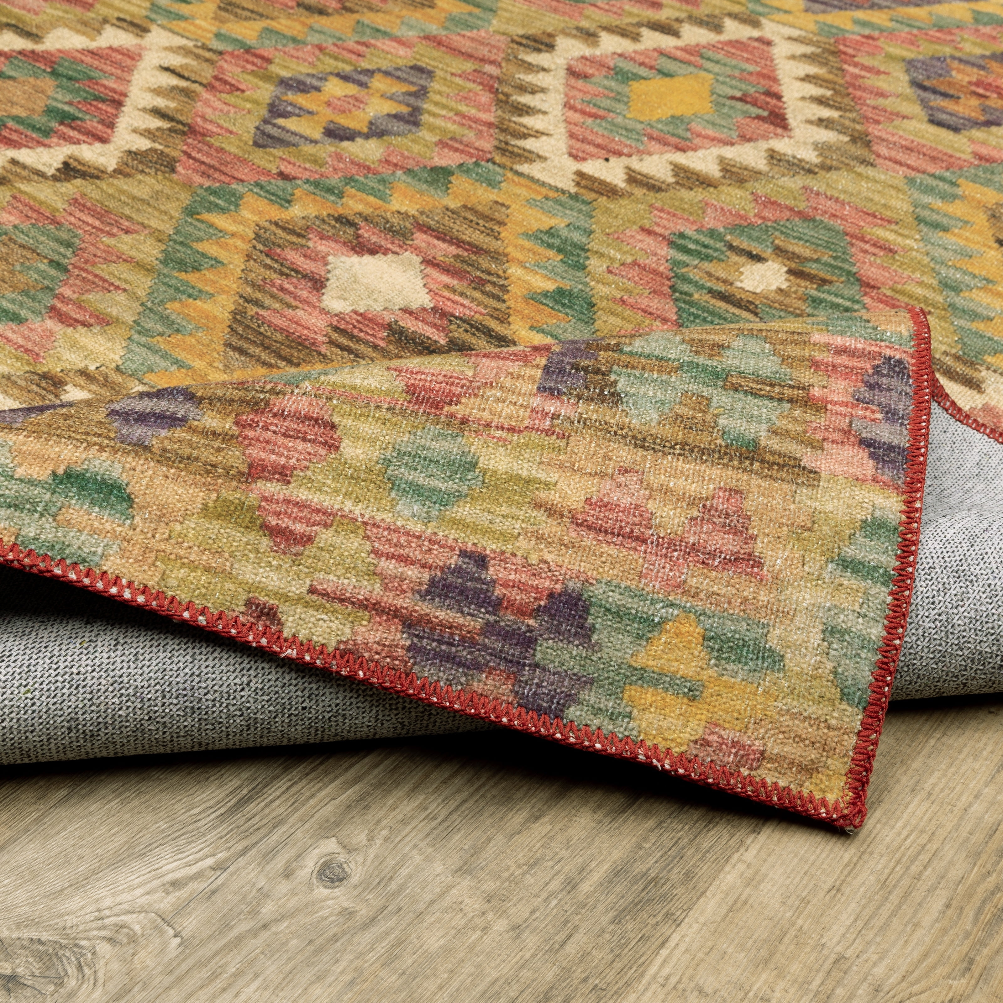 Vista Home Marissa Washable Tribal Inspired Gold/ Multi Indoor Area Rug ...