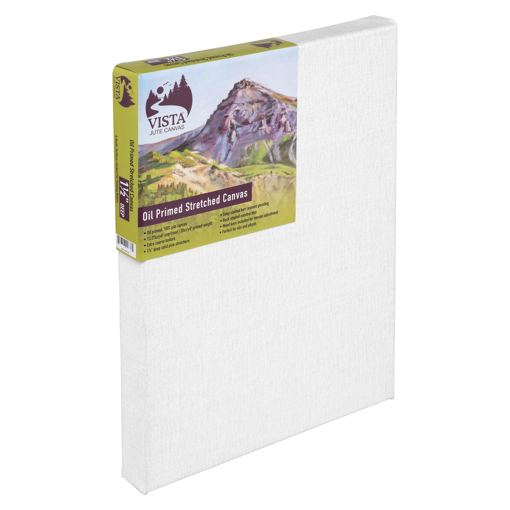 Vista Jute Oil-Primed Stretched Canvas -Single- 10"x20", 1-1/2" Deep ...