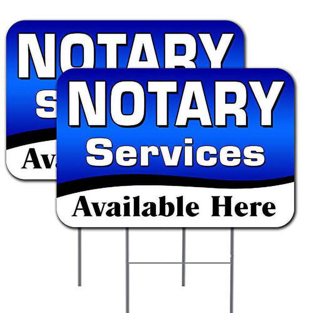 Vista Products 2 Pack Notary Services Available Here Yard Sign 16" x 24 ...