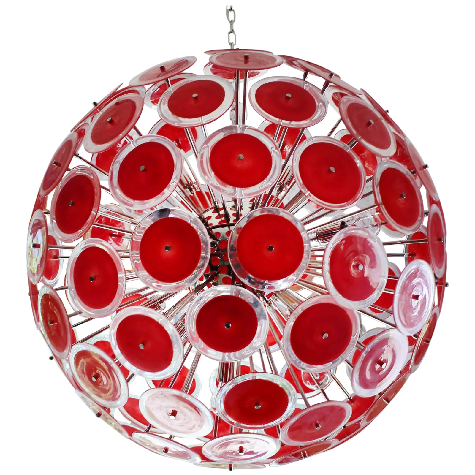 Vistosi Murano Acrylic Red Sputnik Chandelier Mid Century Modern ...