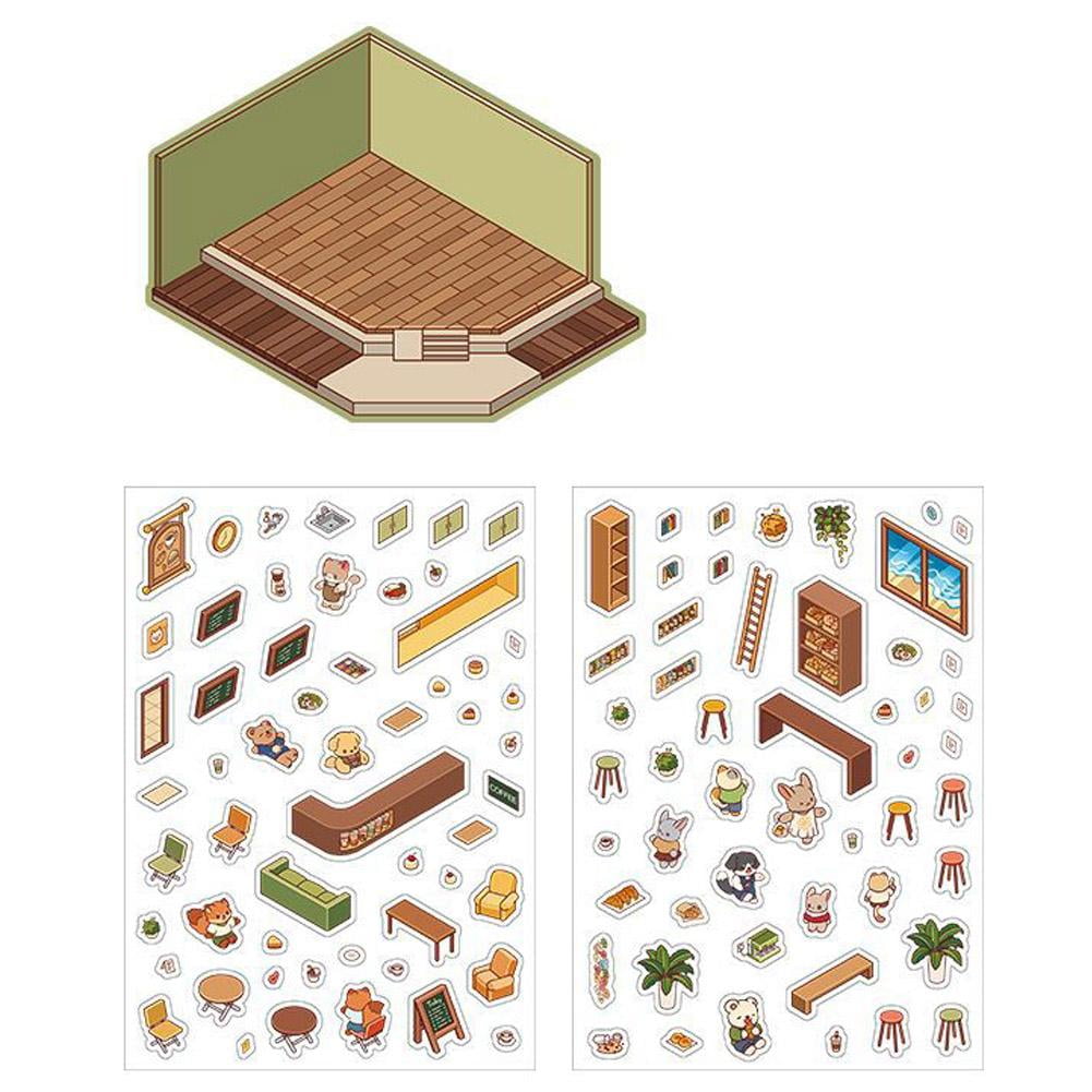 Visual 3D House Stickers DIY Miniature Landscaping Collage Hut Handb ...