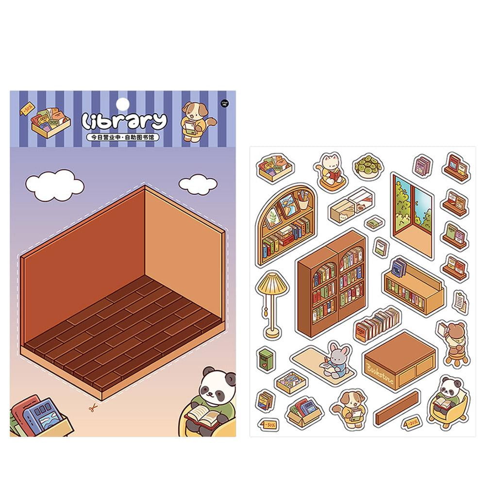 Visual 3D House Stickers DIY Miniature Landscaping Hut Collage Paper ...