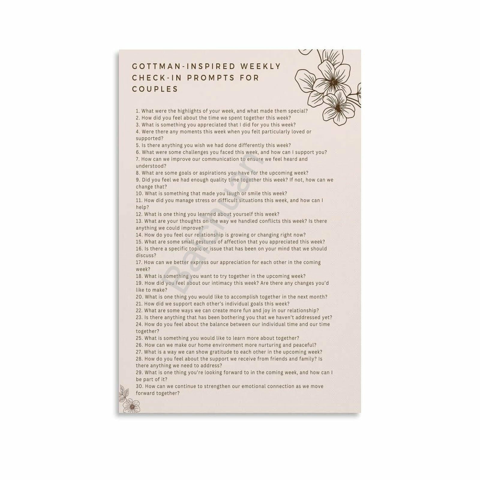 Visual Aid for Couples Therapy Gottman Couples Therapy Poster (1 ...
