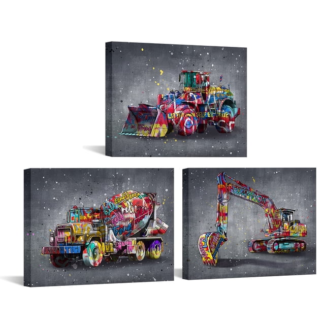 Visual Art Decor, 3 Piece 12x16inch Framed Canvas, Graffiti Diggers ...