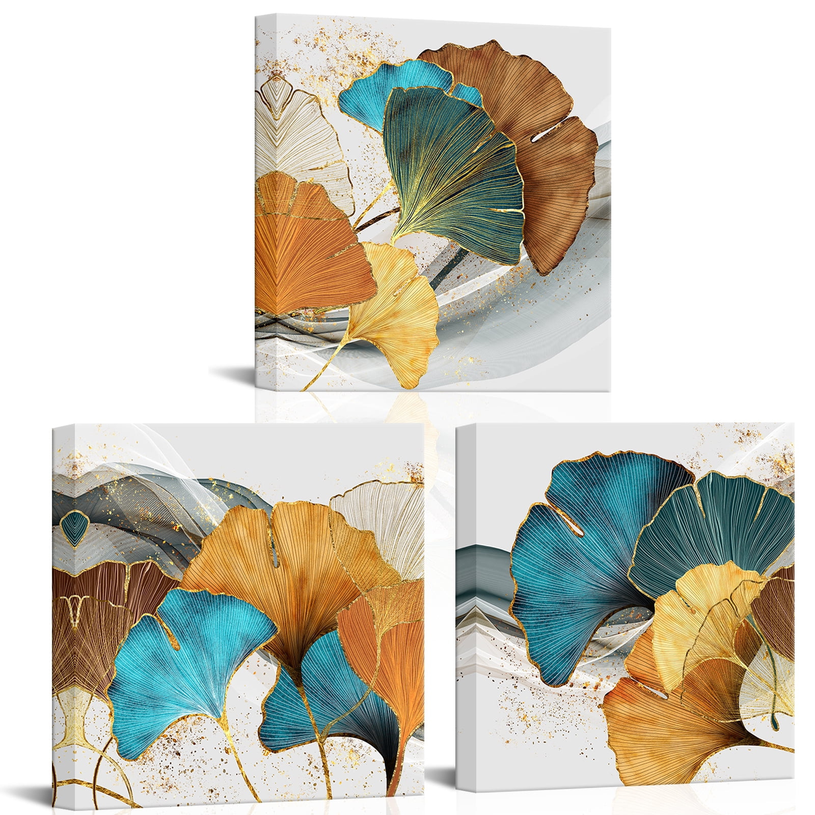 Visual Art Decor 3 Piece 12x12 inch Wood Framed Wall Art Set Floral ...