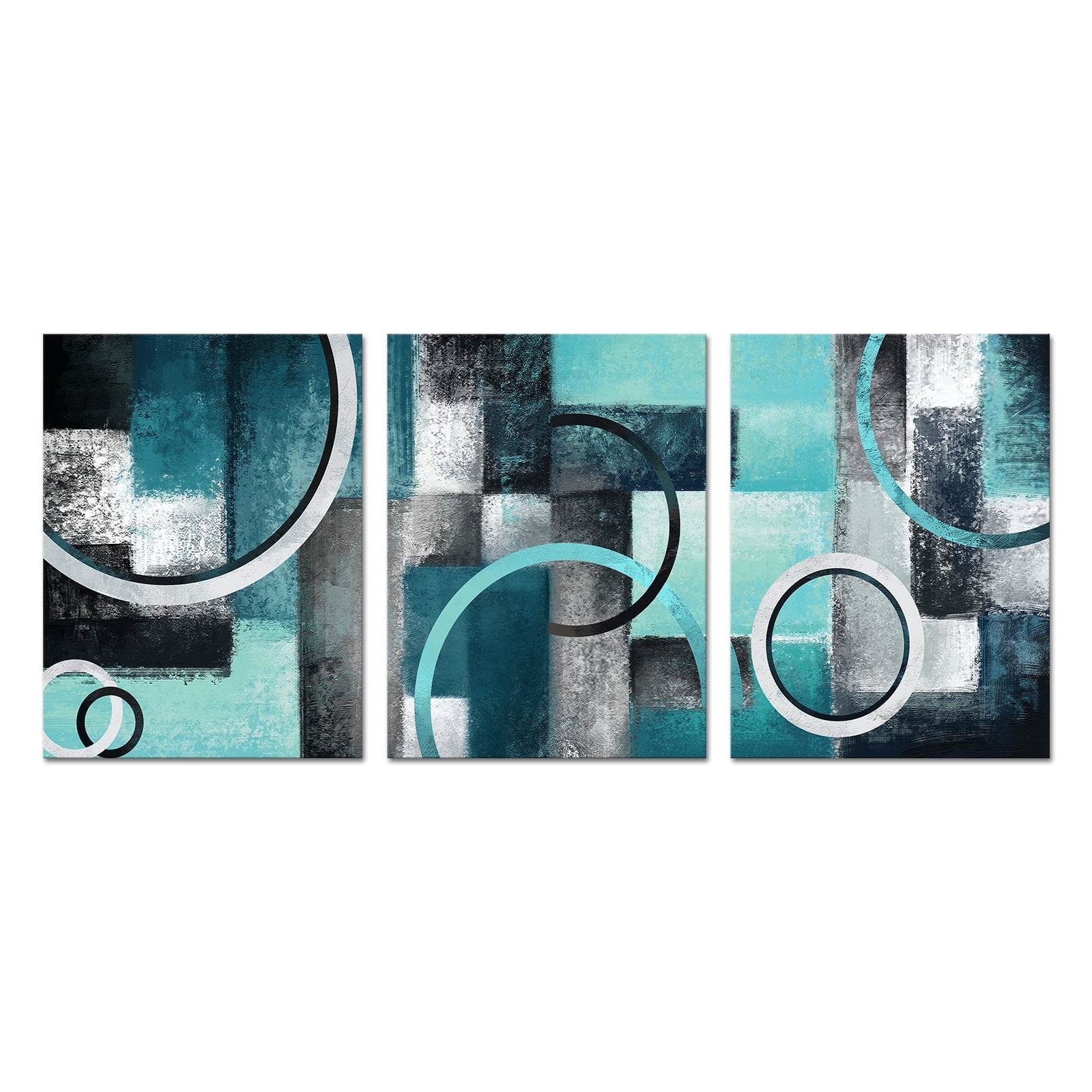 Visual Art Decor 3-Piece 12x16 Inch Blue and Black Canvas Wall Art ...