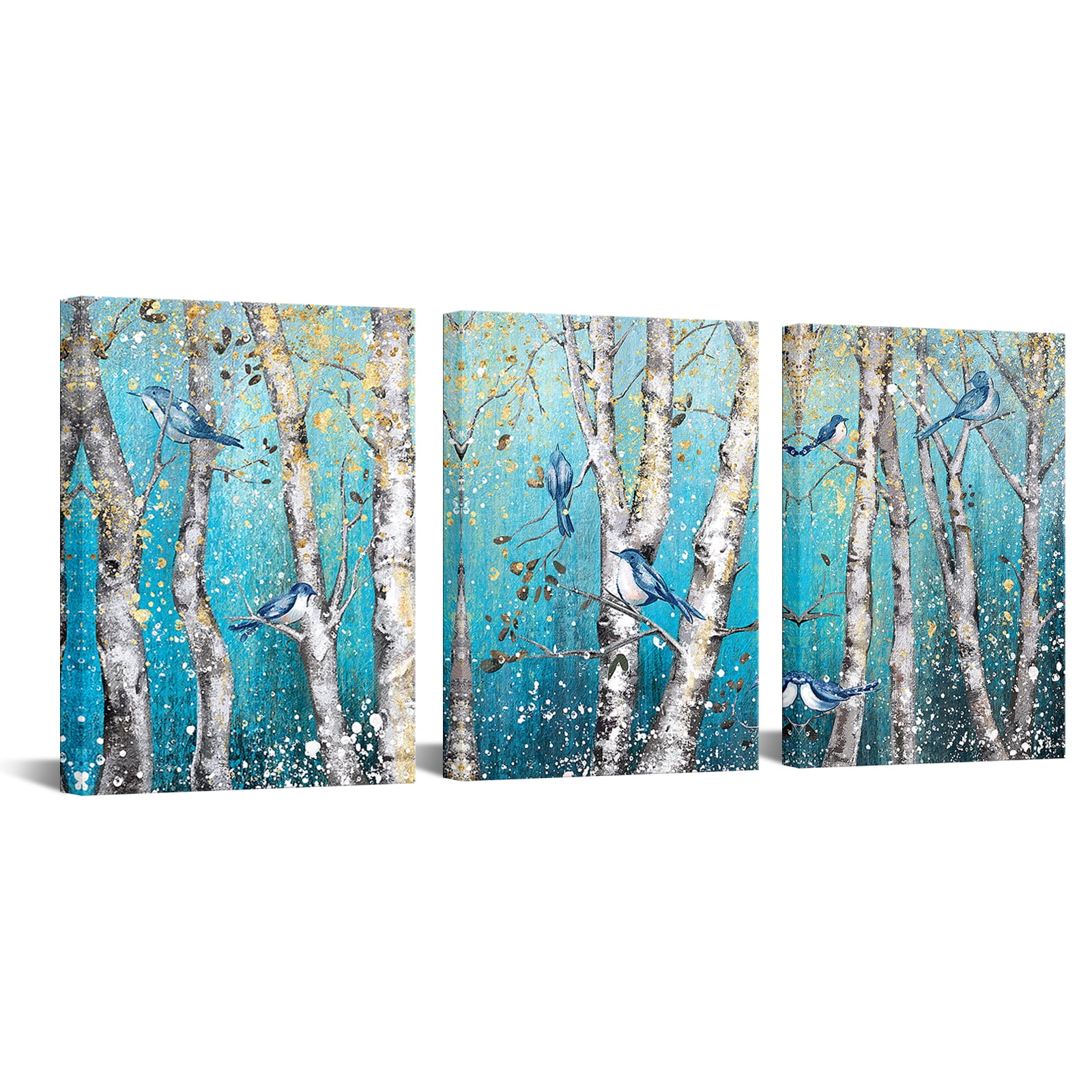 Visual Art Decor 3-Piece Tree Bird Canvas Wall Art, 12 x 16 Inchs ...