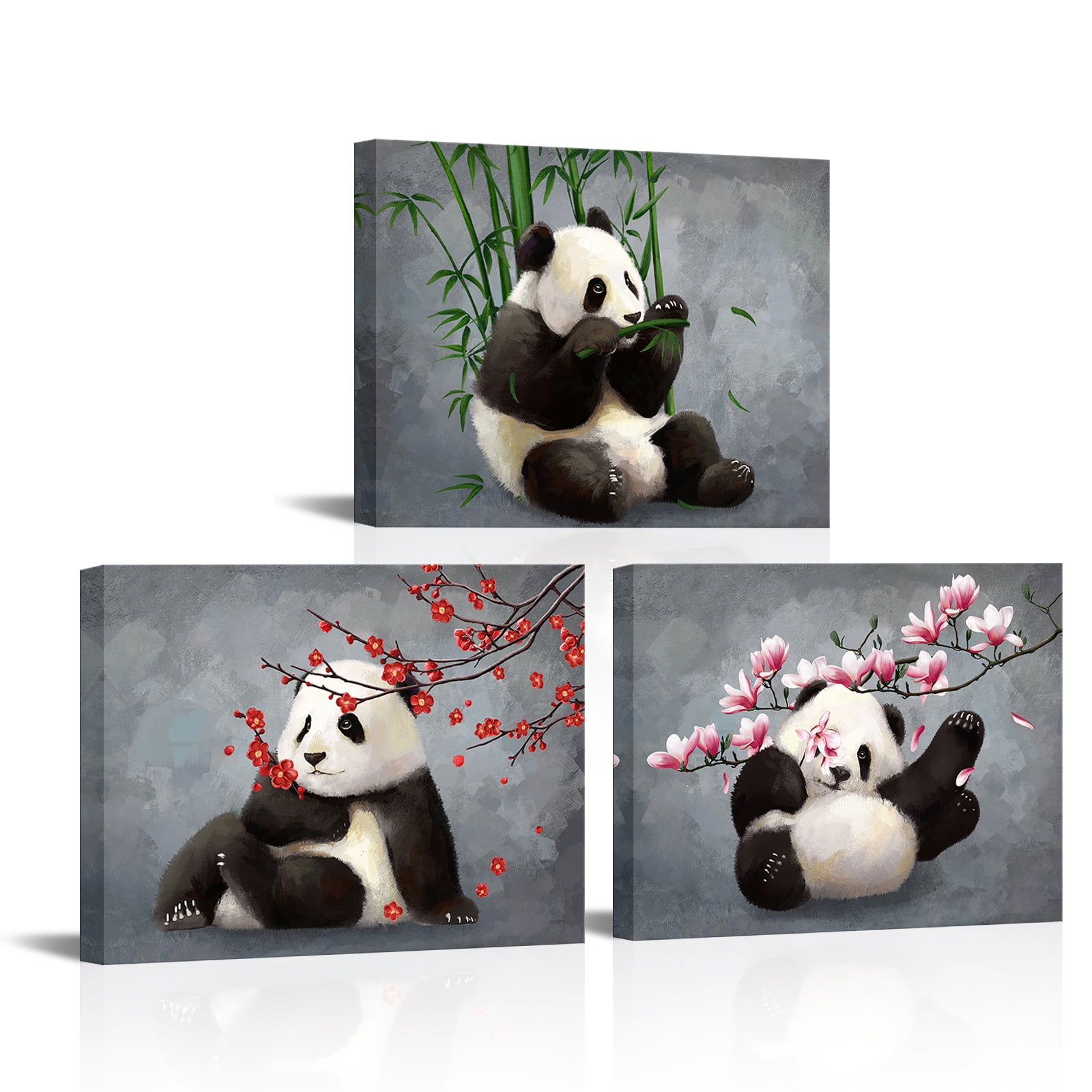 Visual Art Decor 3 pieces 16 x 24 inch Animal Framed Canvas Wall Art ...