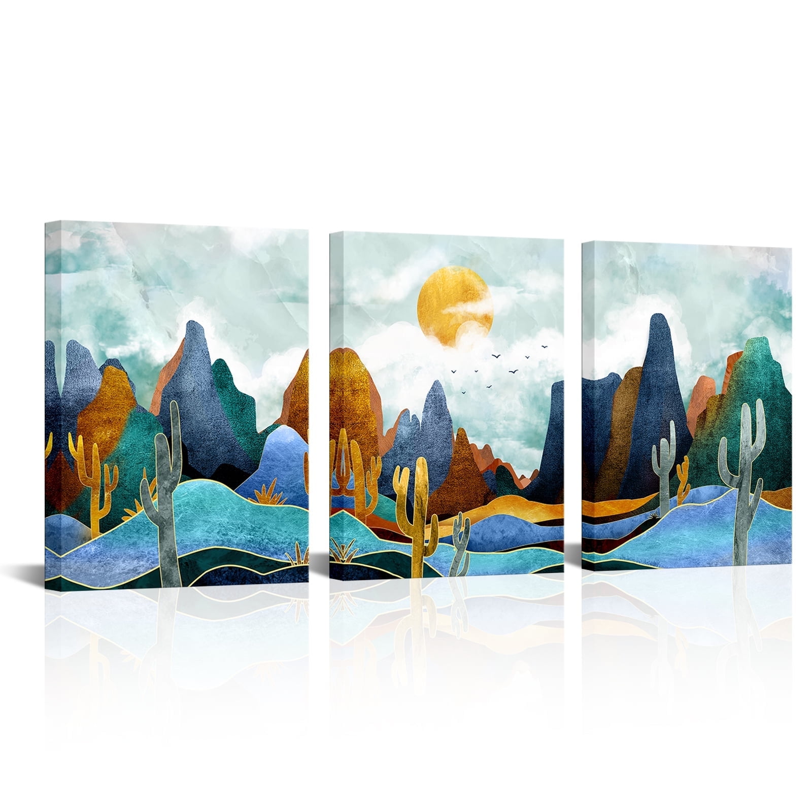 Visual Art Decor Abstract Canvas Wall Art Geometric Mountain 12" x 16 ...