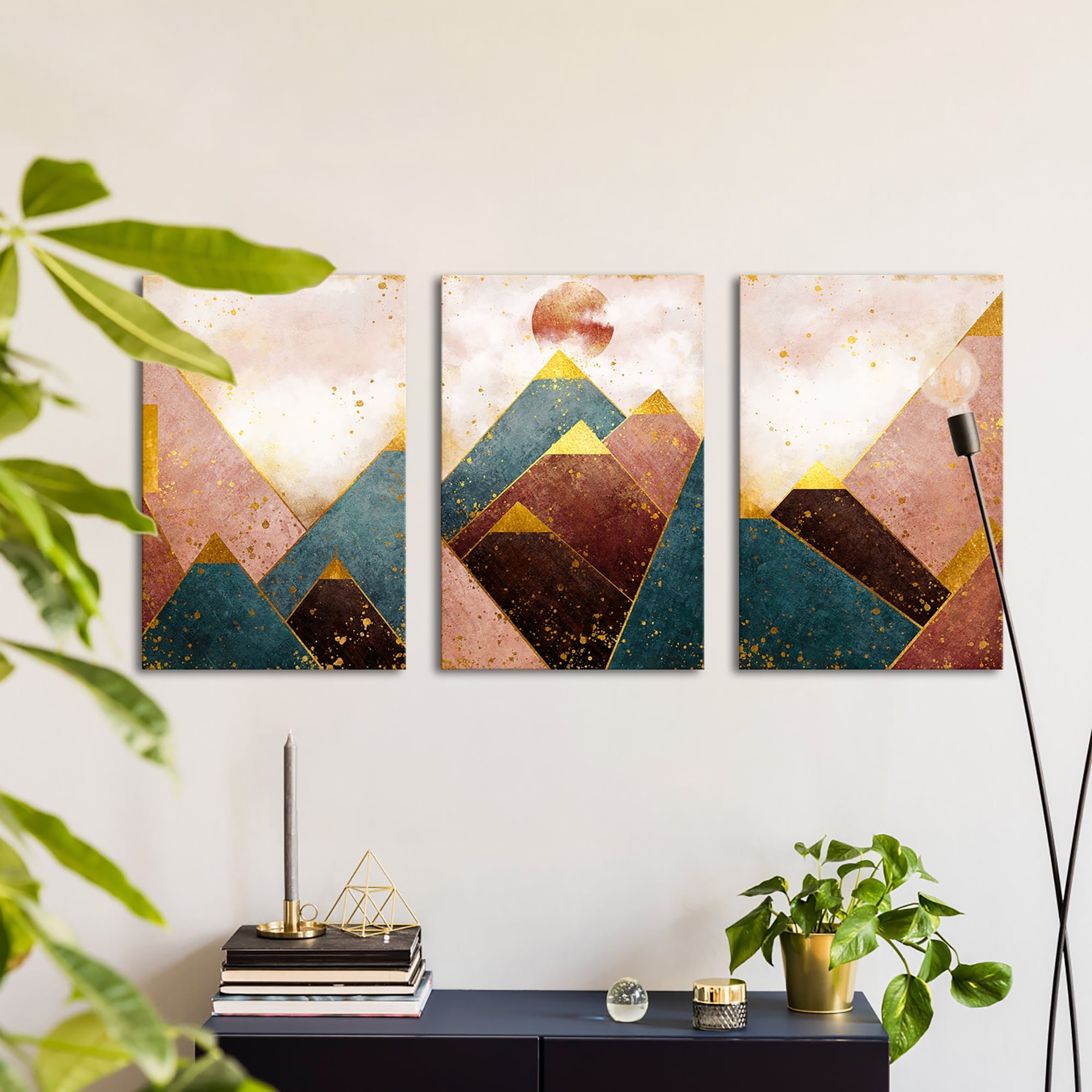 Visual Art Decor Abstract Mountain Landscape Framed Wall Art Decor 16"x ...