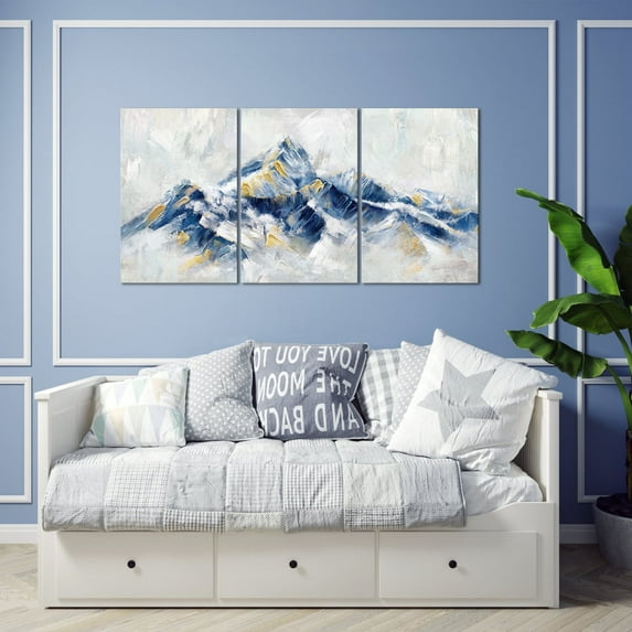 Visual Art Decor Blue Decor Large Abstract Framed Canvas Wall Art 3 ...