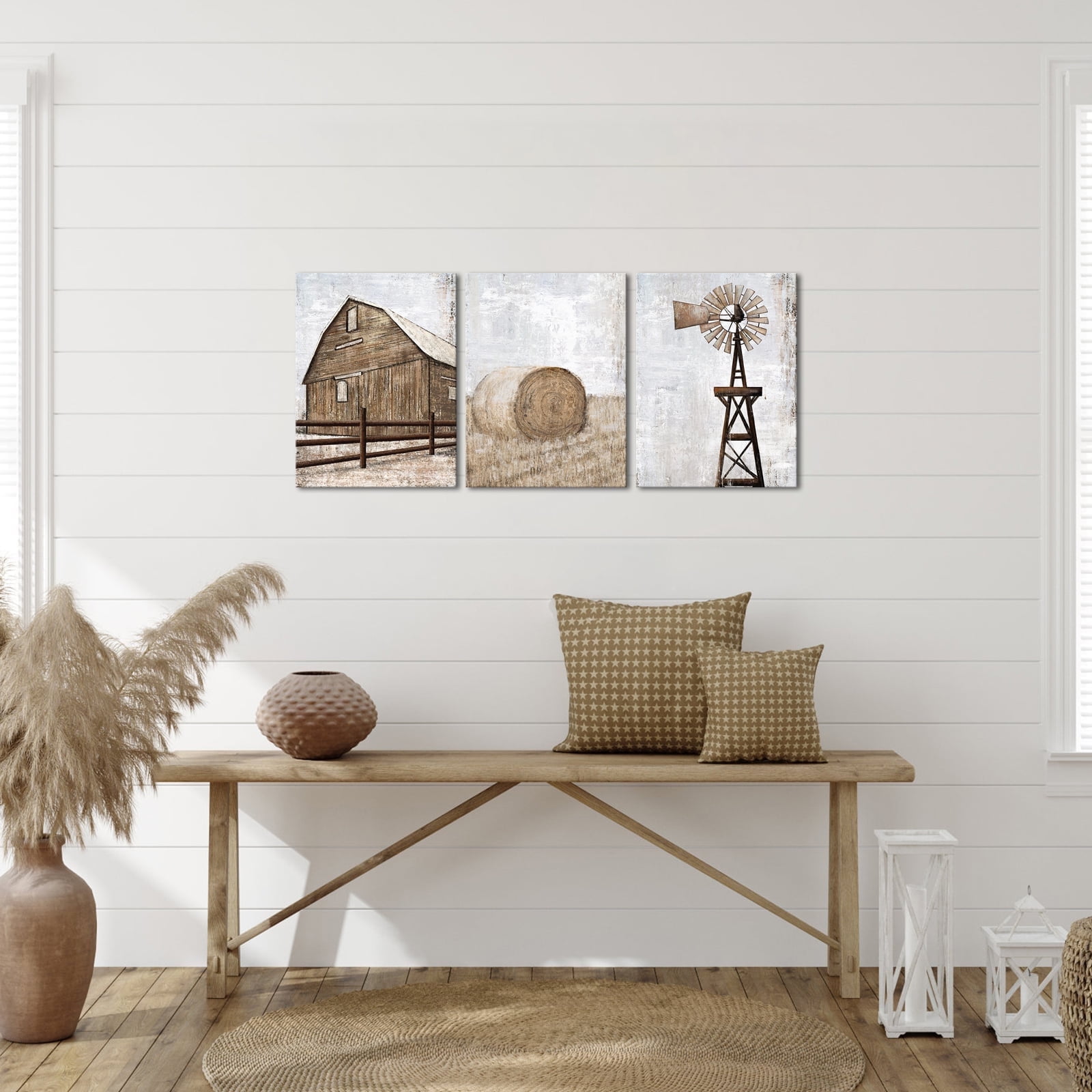 Visual Art Decor Farmhouse Poster Rustic Barn Windmill Cornfield ...