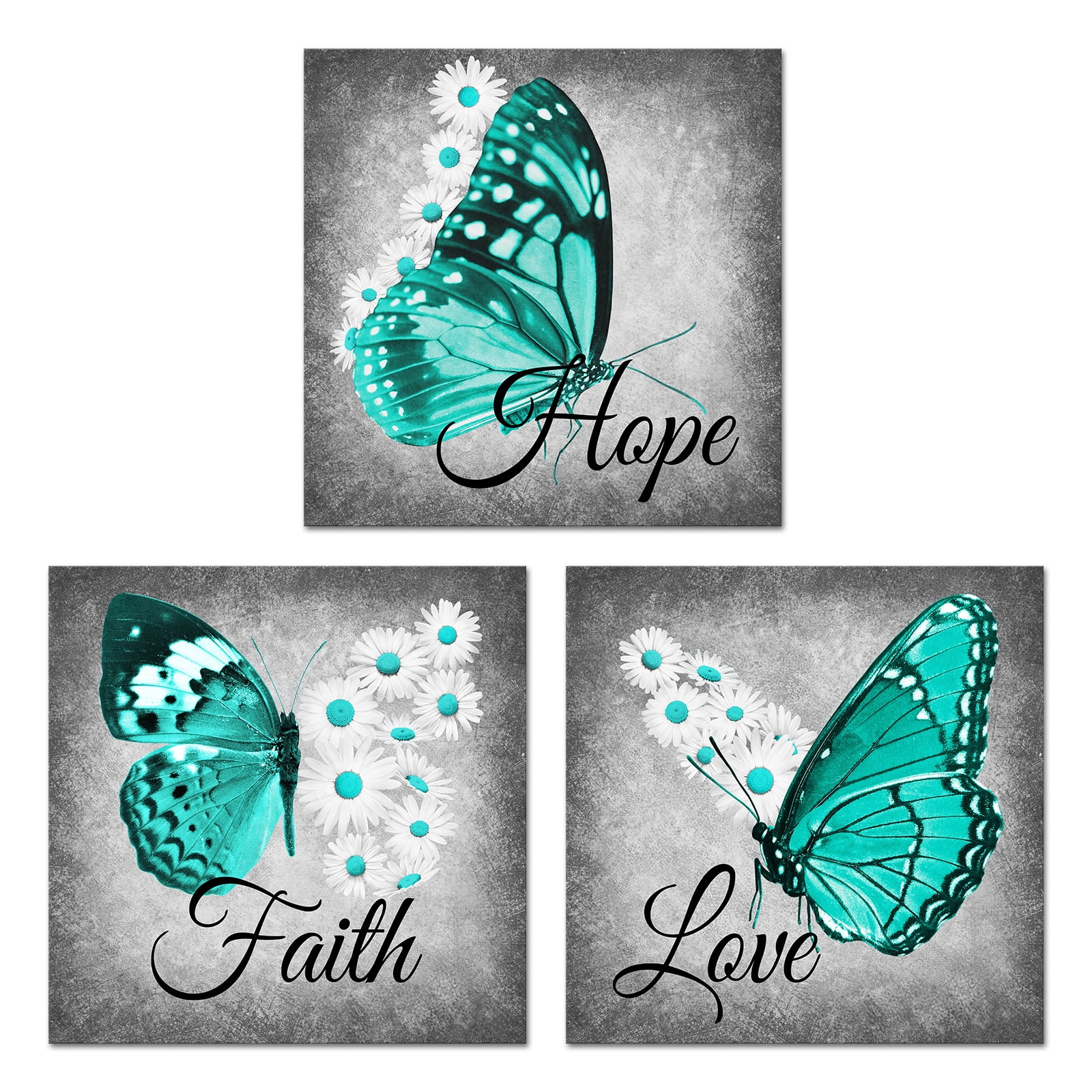 Visual Art Decor Kite Chaser Butterfly Teal Green Inspirational 12"x12 ...