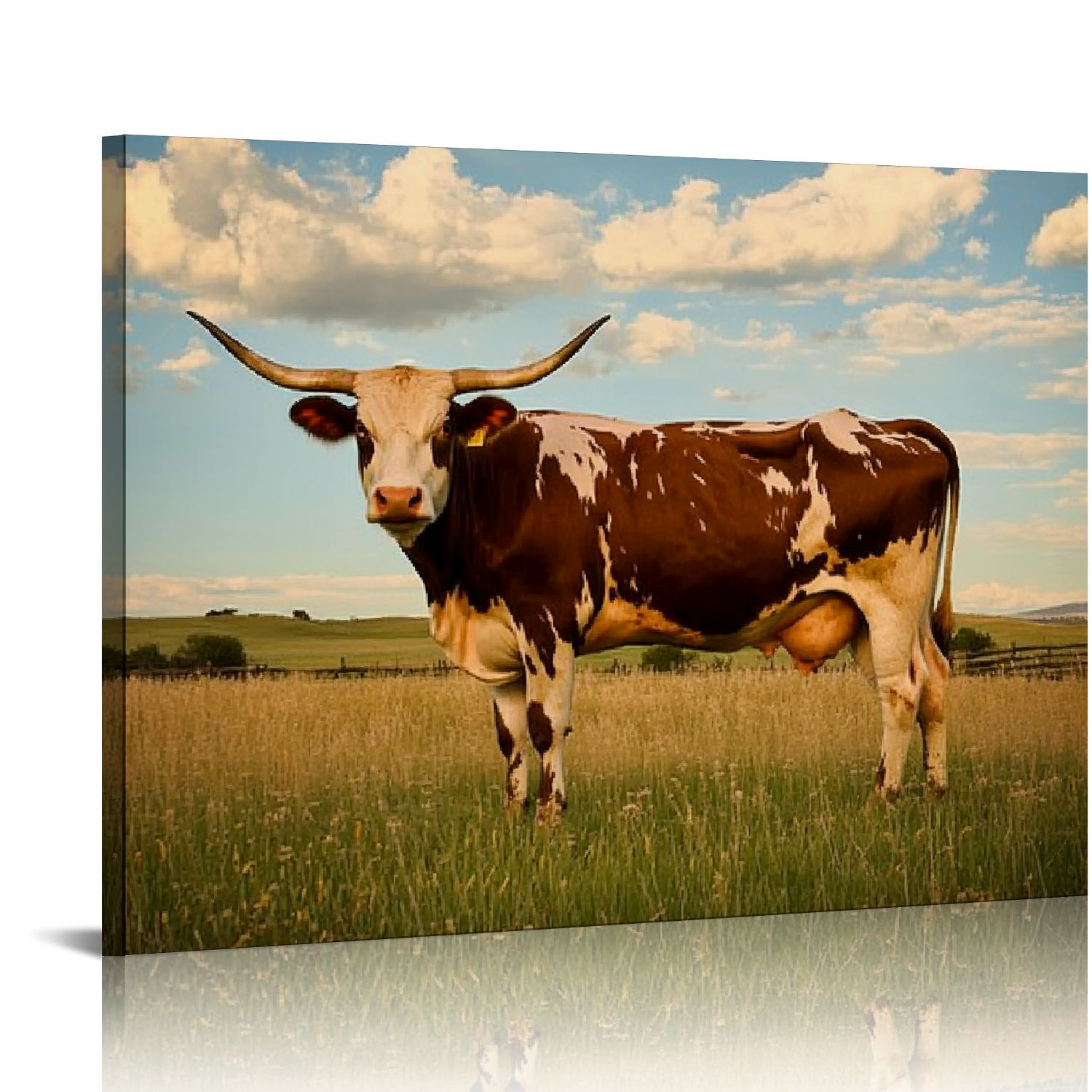 Visual Art Decor Large Animals Canvas Wall Art Texas Decor Longhorn in ...