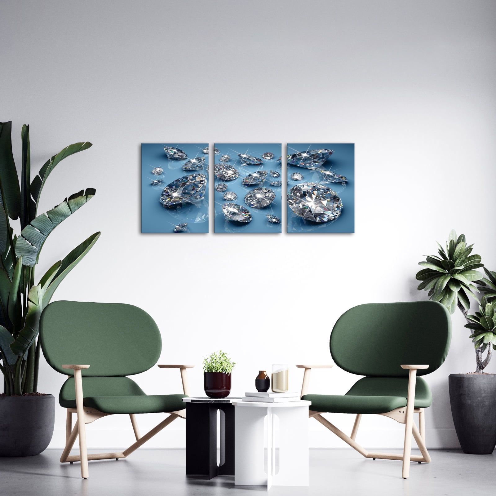 Visual Art Decor Luxury Diamonds on Black Background Canvas Art Prints ...