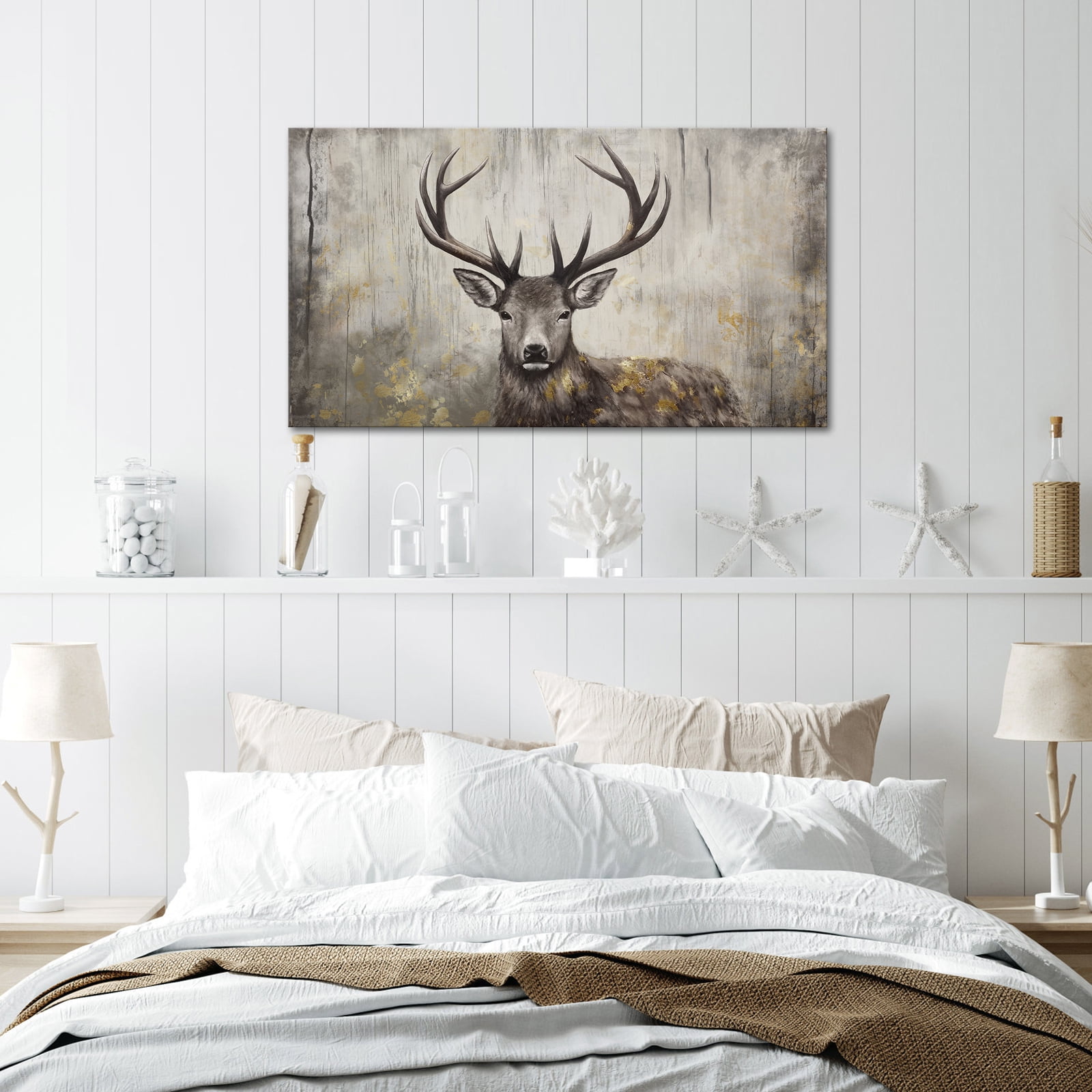 Visual Art Decor Moose Canvas Wall Art Abstract Wildlife Elk Deer ...