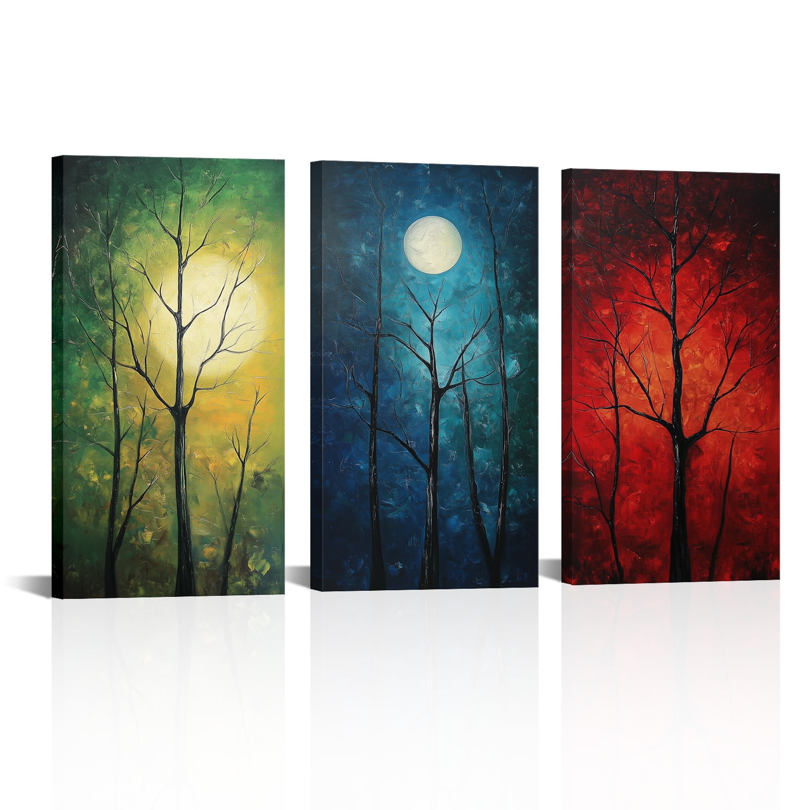 ‌Visual Art Decor Mystical Nightscape Tri-Panel Art - 8x16inch Framed ...