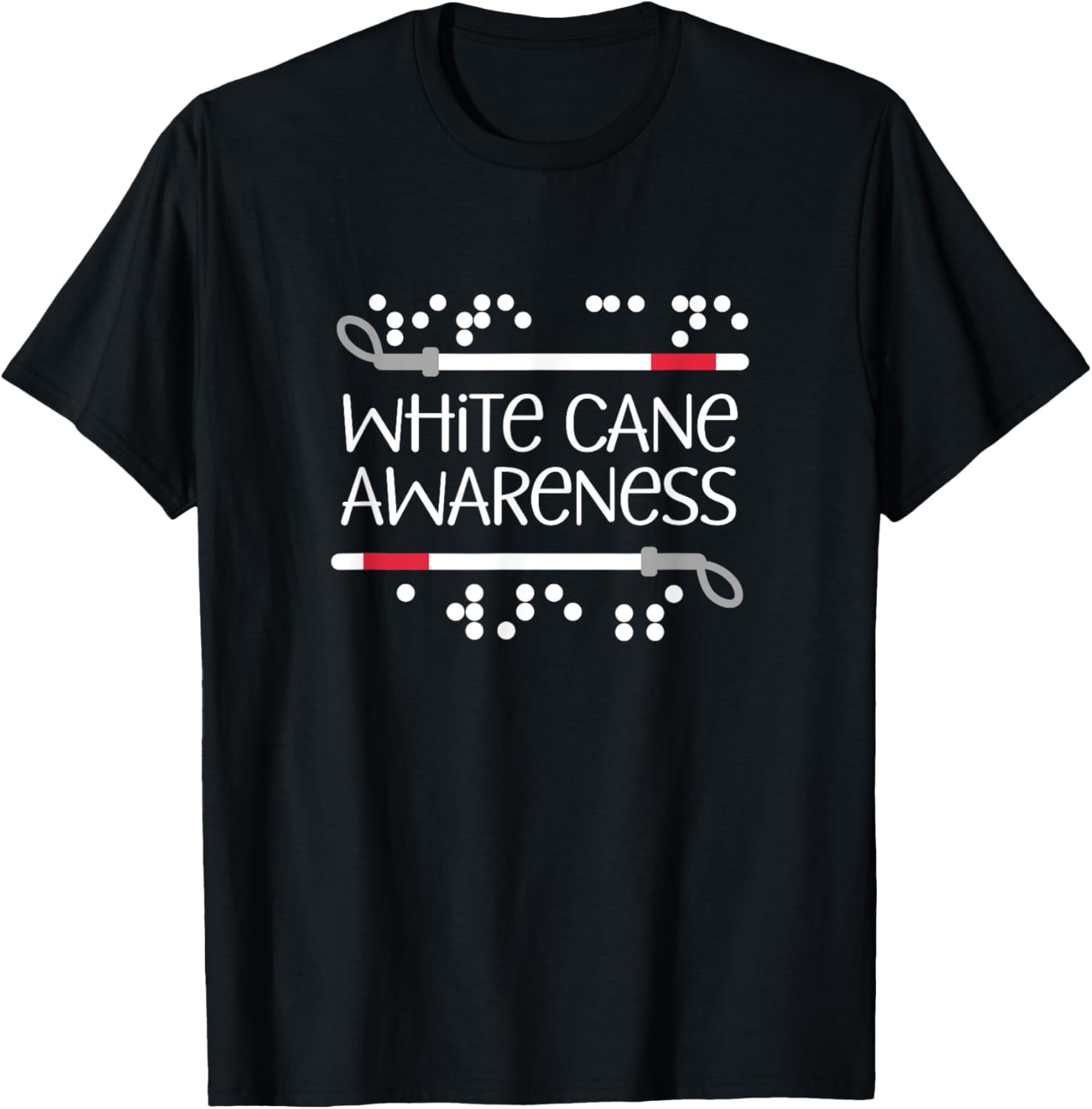 Visual Braille White Cane Awareness Blind Low Vision TVI T-Shirt ...