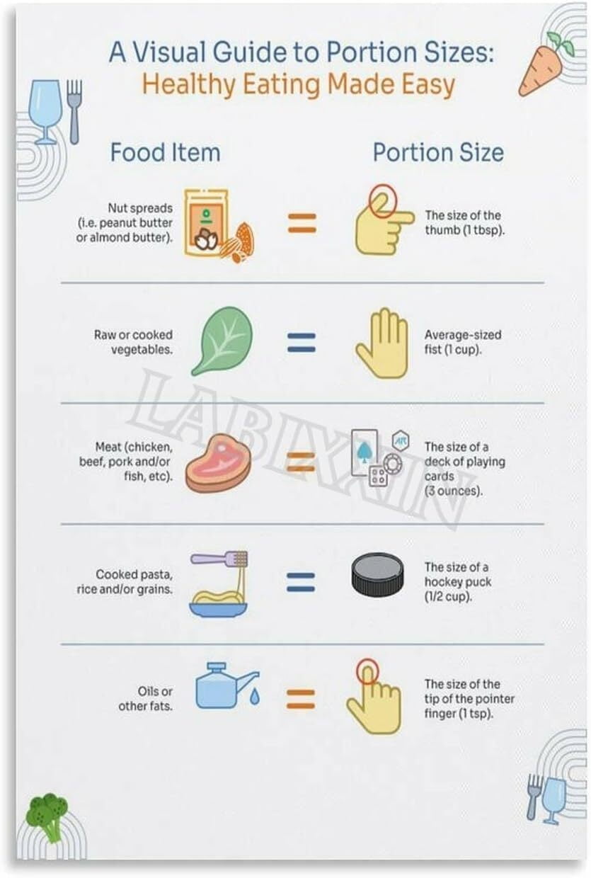 Visual Food Portion Sizes Guide Poster Food Measurement Wall Art for ...