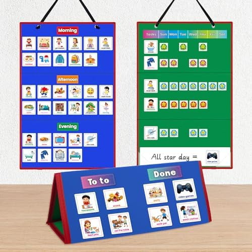 Visual Schedule Chart for Kids,Large Visual Schedule Chart with Cards ...