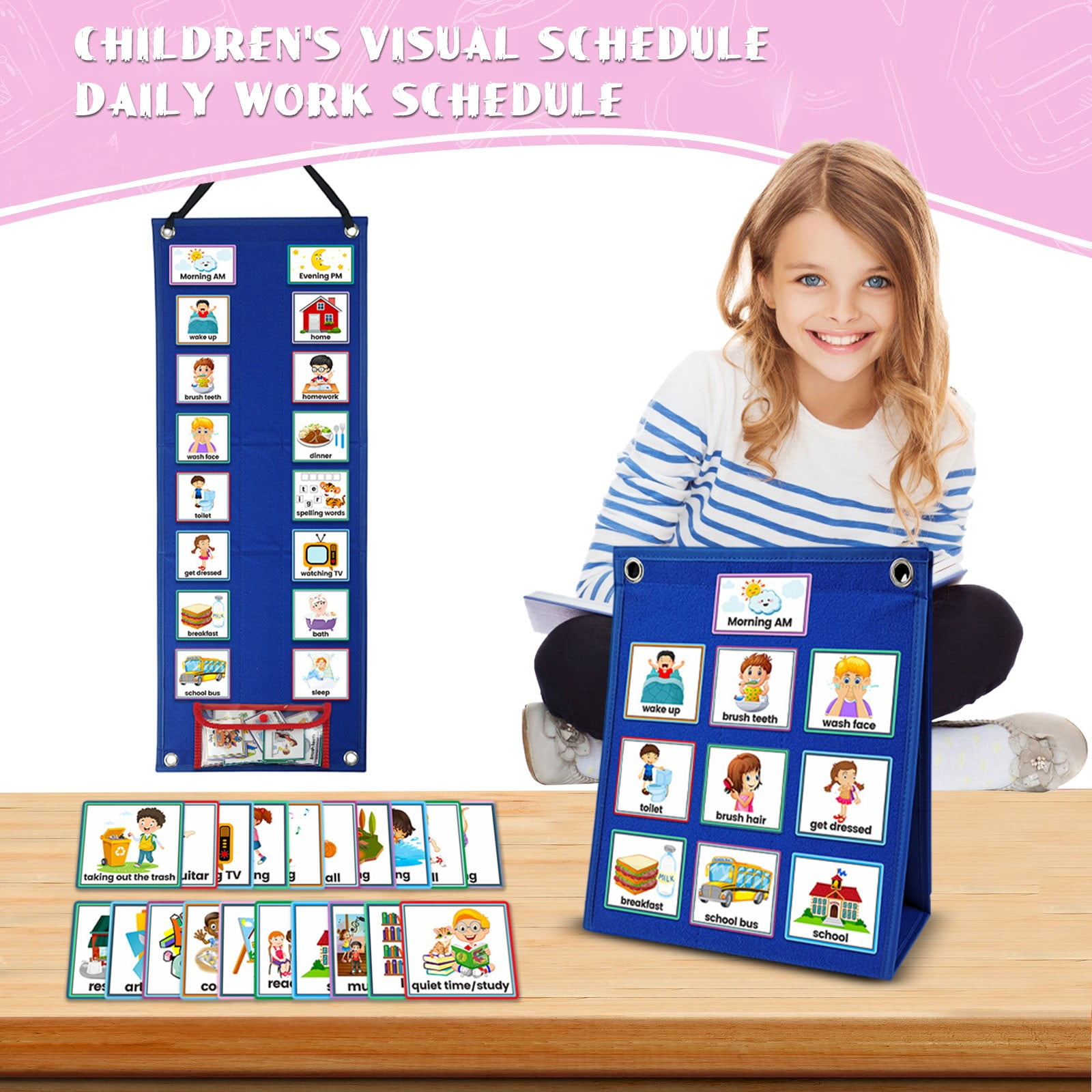 Visual Schedule Chart for Kids Toddler Daily Chore/Bedtime Routine ...