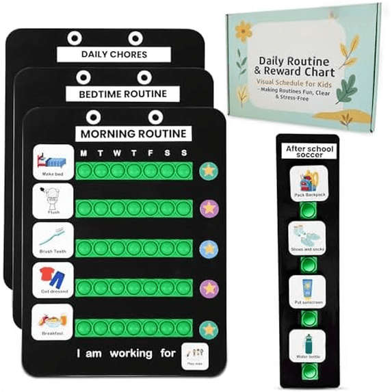 Visual Schedule for Kids – Daily Routine & Reward Chart, Magnetic Chore ...