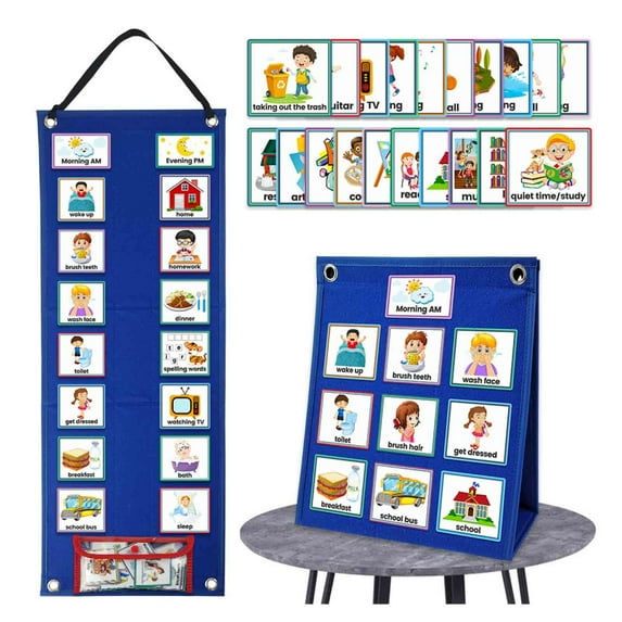Visual Schedule for Kid Day Night Autism Routine Chart Card Visual Wall ...