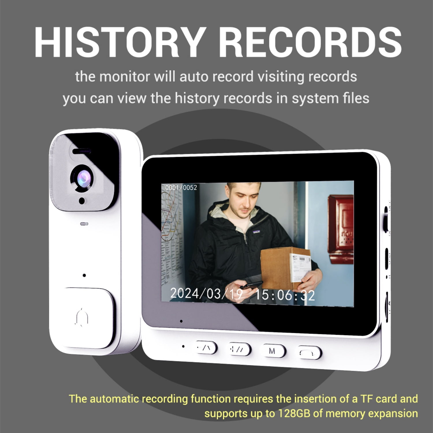 Visual Smart Doorbell with 4.3" Color Display, 300K Camera for home ...