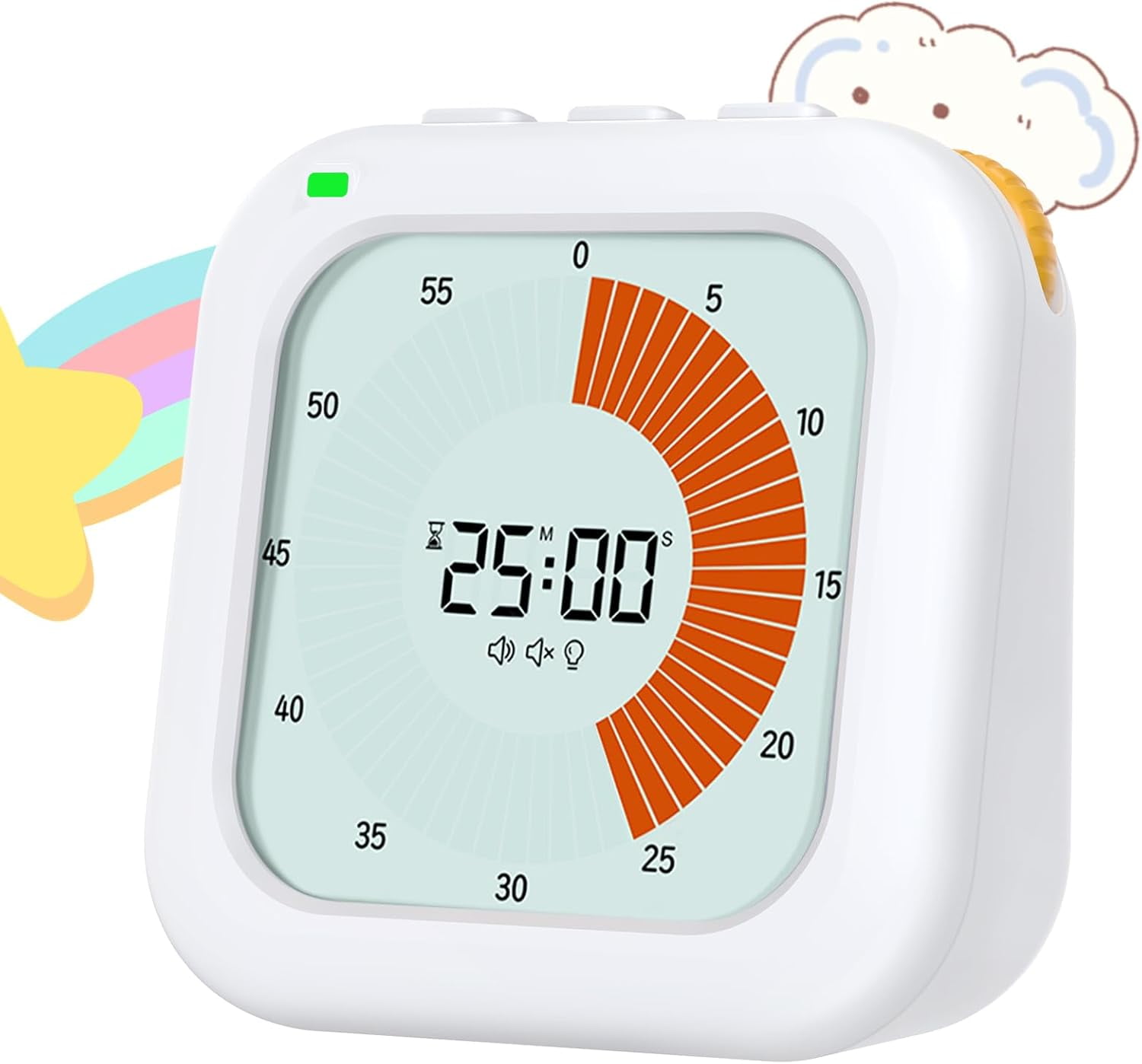 Visual Timer for Kids, LCD Digital Pomodoro Timer with 3 Alarm Modes ...