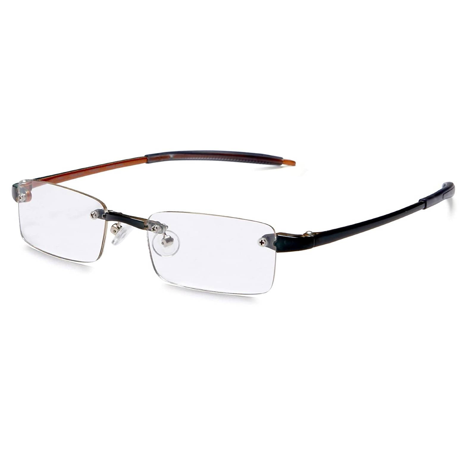Visualites 1 Forest Brown 1.50 Power Lightweight Rimless Rectangle ...