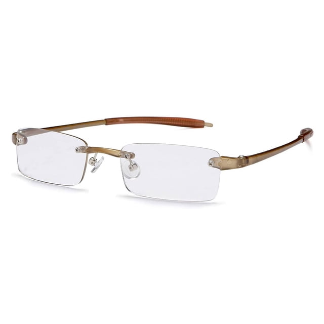 Visualites 1 Khaki 1.25 Power Lightweight Rimless Rectangle Reading ...
