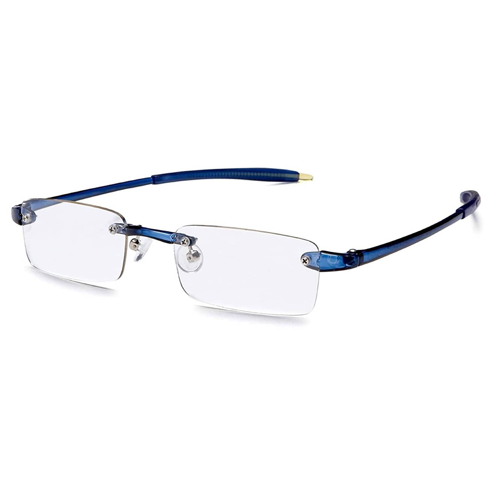 Visualites 1 Navy Blue 3.00 Power Lightweight Rimless Rectangle Reading ...