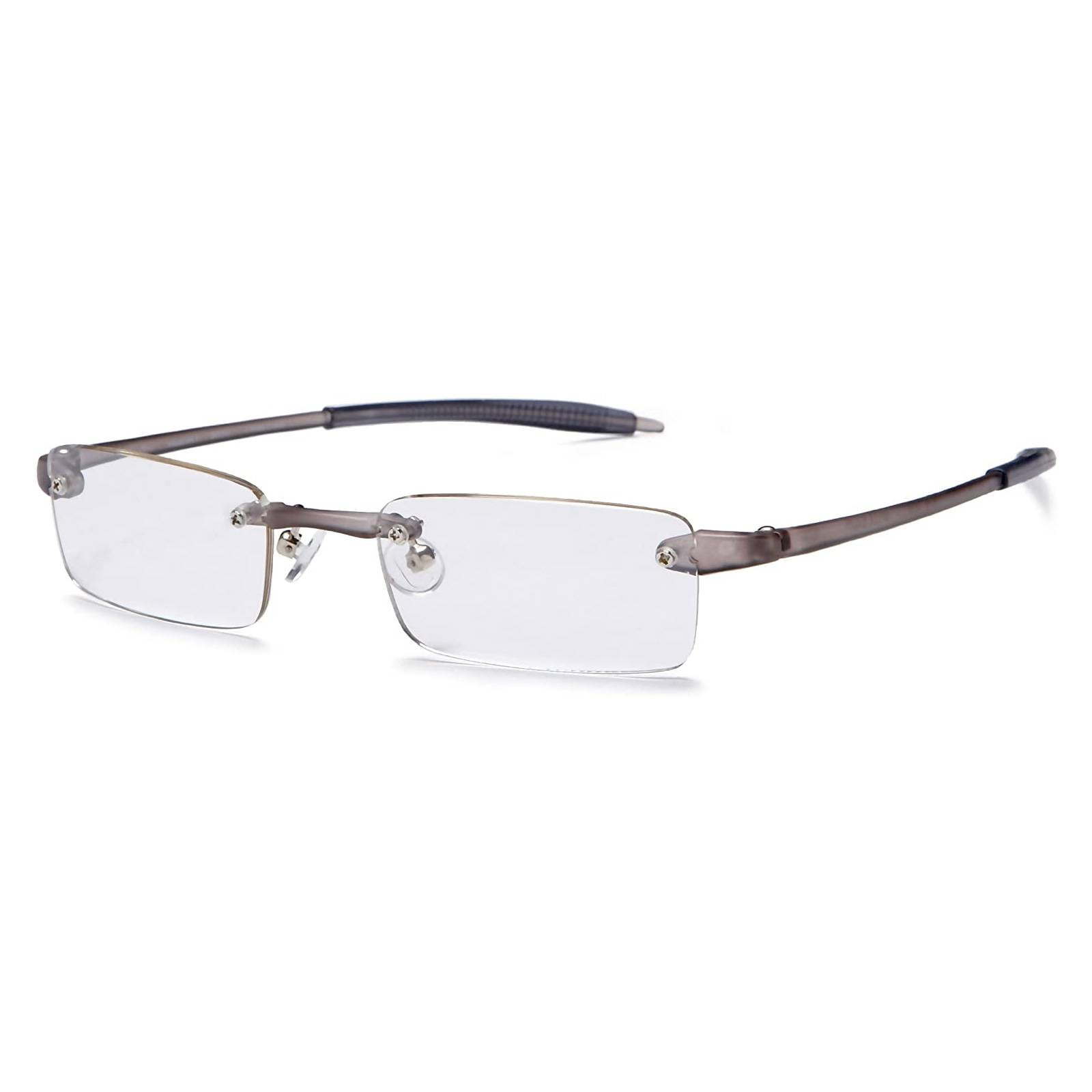 Visualites 1 Smoke 3.50 Power Lightweight Rimless Rectangle Reading ...