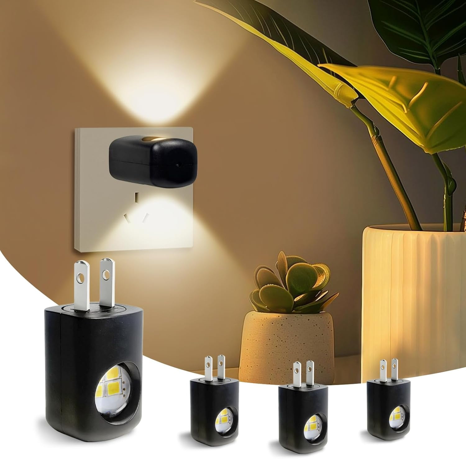 Visualizeh LED Wall Socket Night Light, 2/4/6 Pack Mini LED Night Light ...