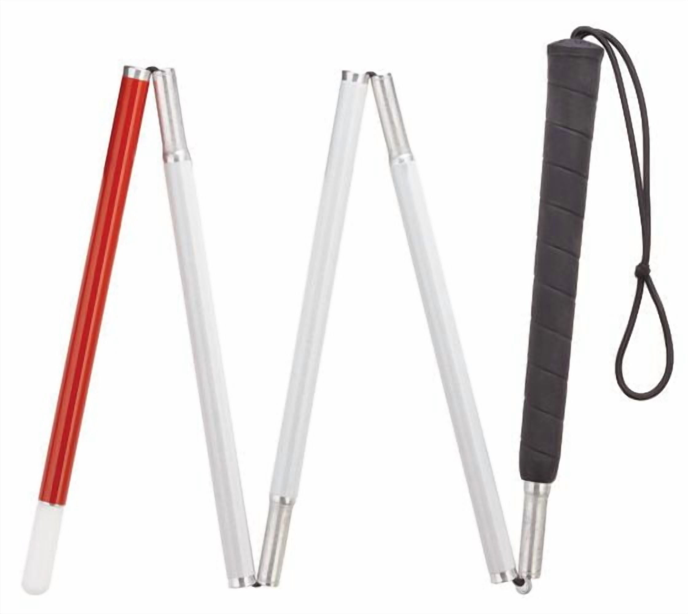 Visually Impaired Cane 4-Section 44" Folding Grip White Cane, Black ...