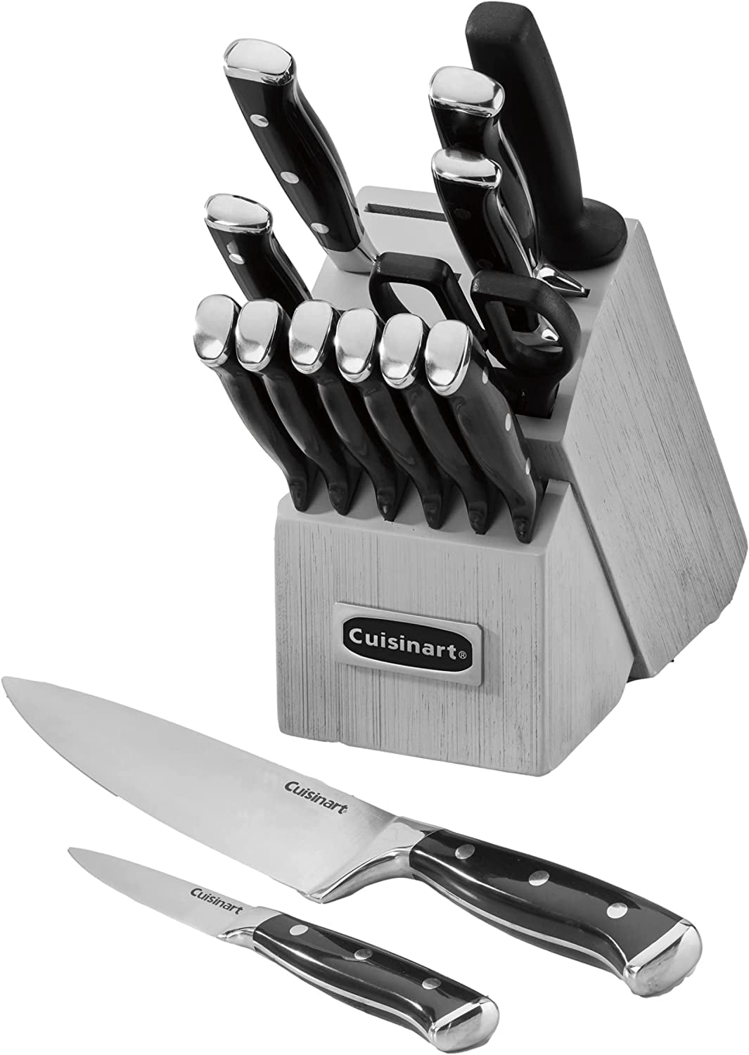 Visualz 15-Piece Knife Set with Block, High Carbon Stainless Steel ...