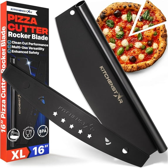 Visualz 16-Inch Pizza Cutter Rocker Blade - Sharp Stainless Steel ...