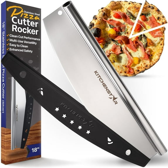 Visualz 18-Inch Pizza Cutter Rocker Blade - Sharp Stainless Steel ...