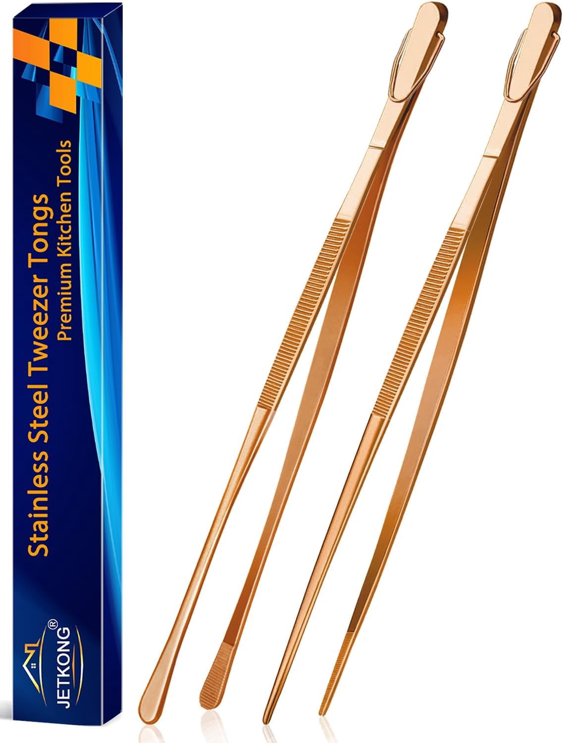 Visualz 2 Pcs 14-Inch Kitchen Tweezers Extra Long Cooking Tweezer Tongs ...