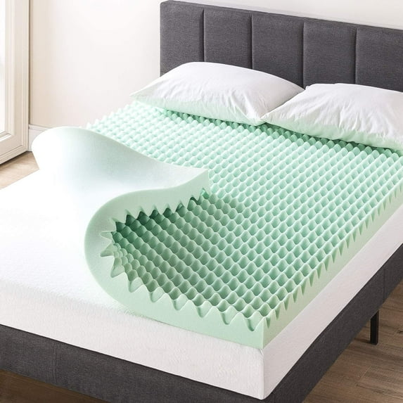 Visualz 4 Inch Egg Crate Memory Foam Mattress Topper with Calming Aloe ...