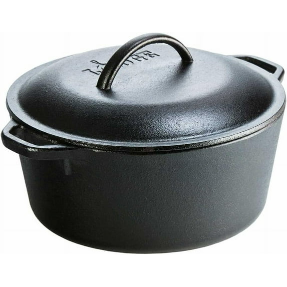 Visualz 5 Quart Cast Iron Dutch Oven. Pre-Seasoned Pot with Lid and ...