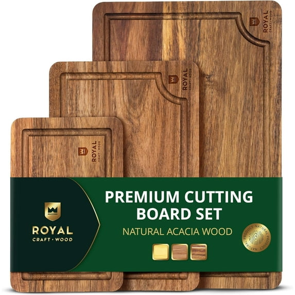 Visualz Acacia Wood Cutting Boards Set of 3 – Premium Wooden Cutting ...