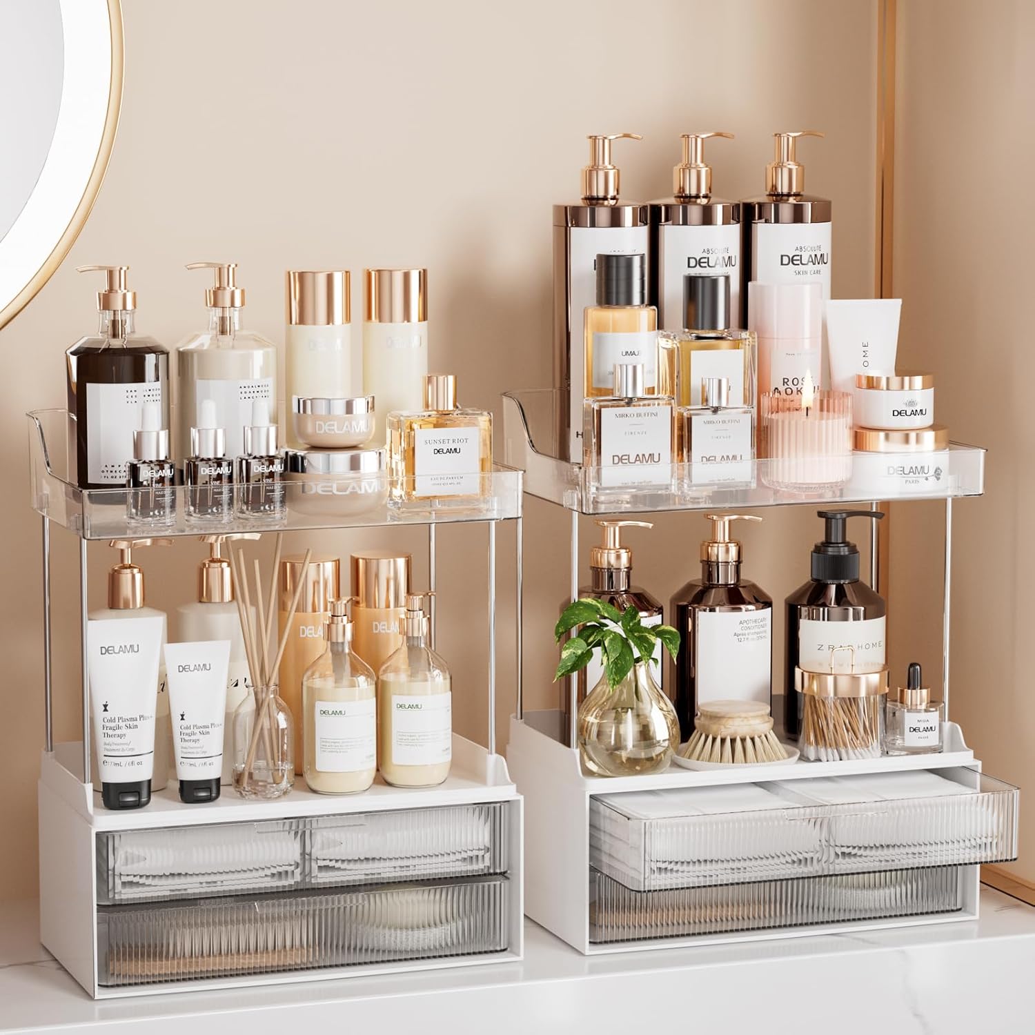 Visualz Bathroom Organizers and Storage, 2 Tier 2 Drawer Makeup ...