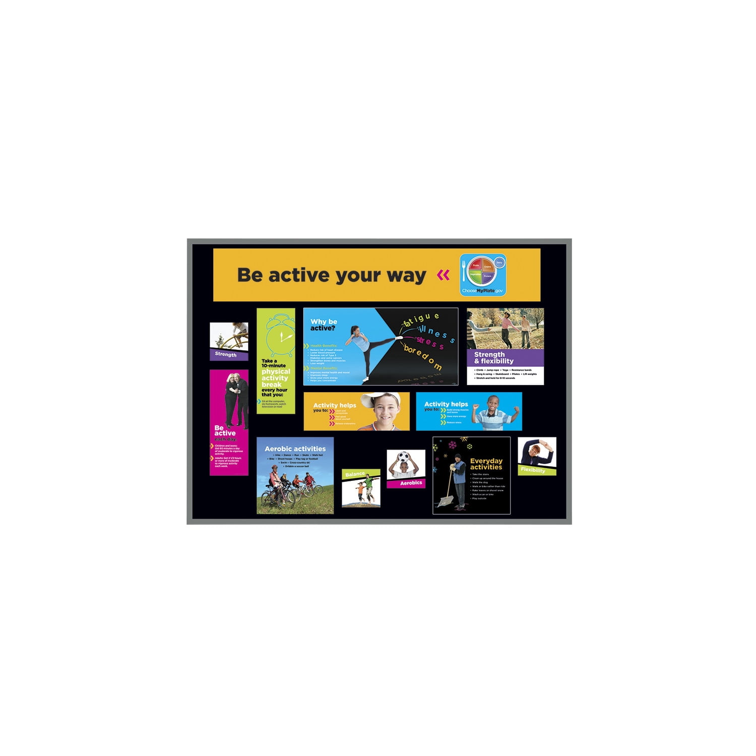 Visualz Be Active Your Way Bulletin Board Kit, 14 Pieces - Walmart.com