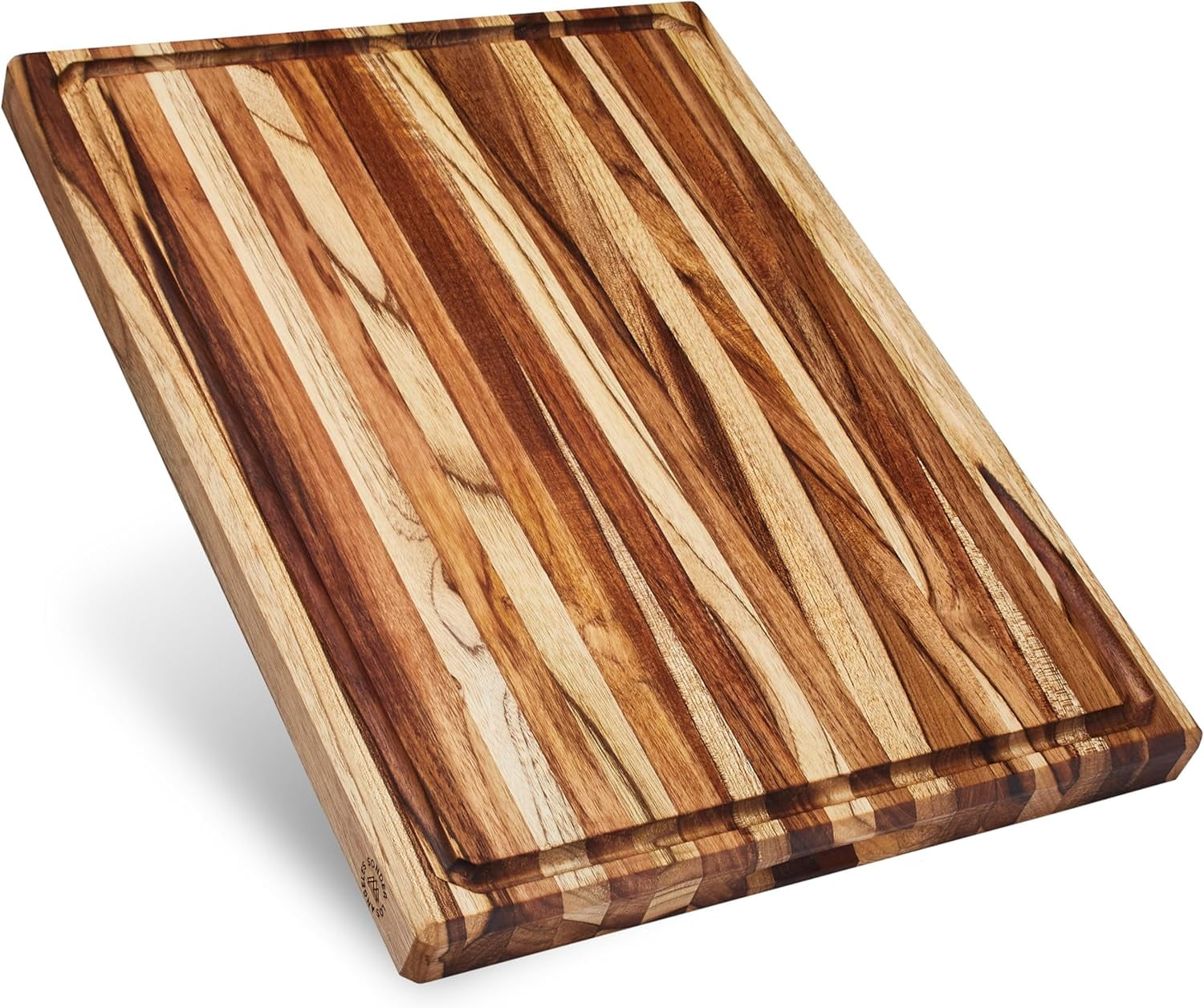 Visualz Bradbury Wood Cutting Board | Teak Edge Grain Cutting Board for ...
