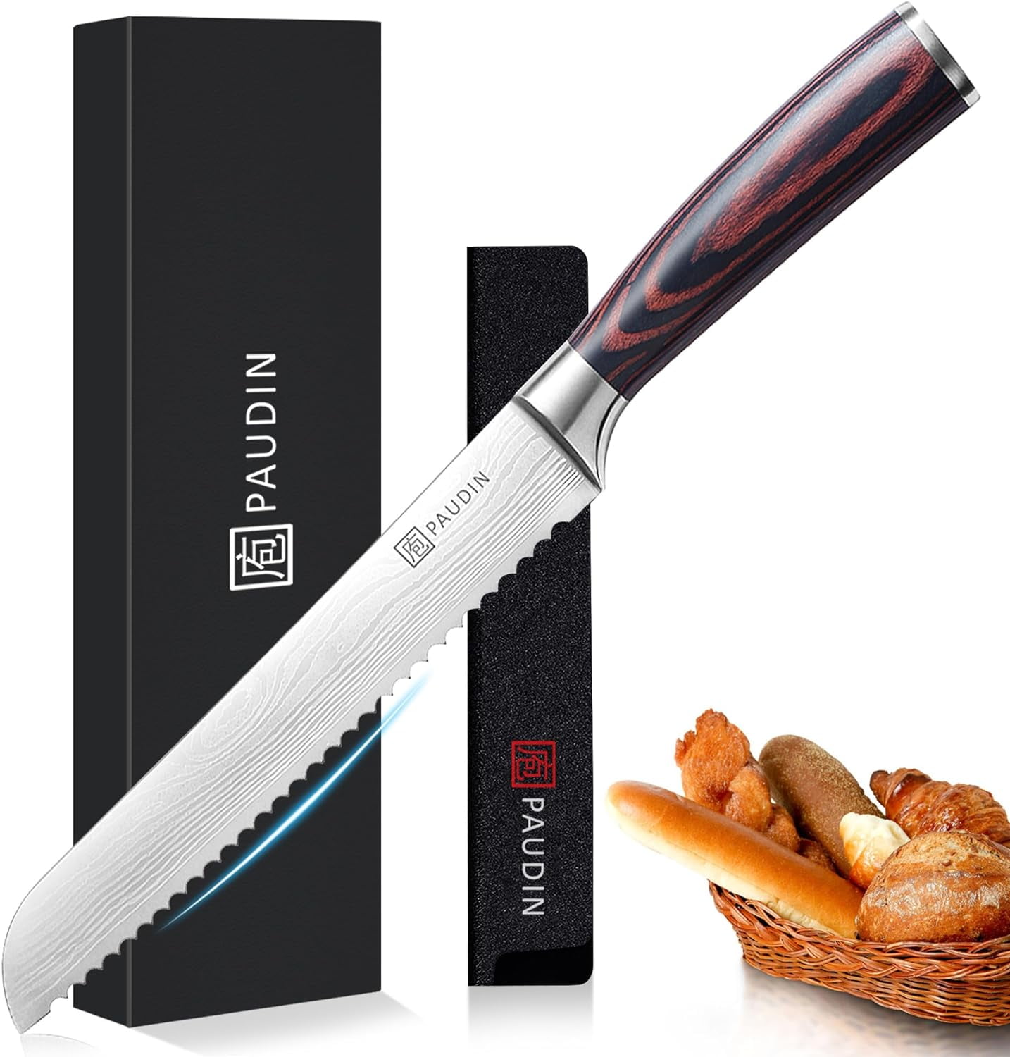 Visualz Bread Knife 8", Ultra Sharp Knife Wave Edge - Forged Premium ...