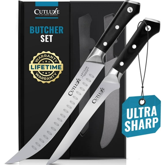 Visualz Butcher Carving Set – Cimeter Breaking & Boning Knives for Meat ...