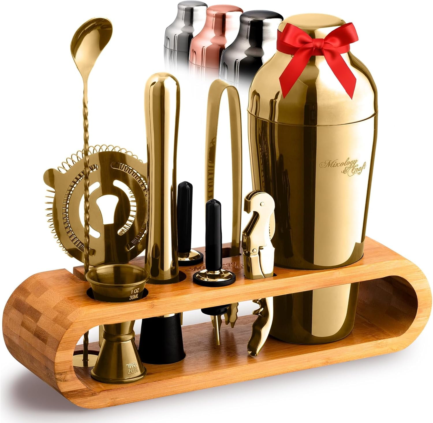 Visualz Cocktail Shaker Set: 10-Piece Bartender Kit with Stand ...