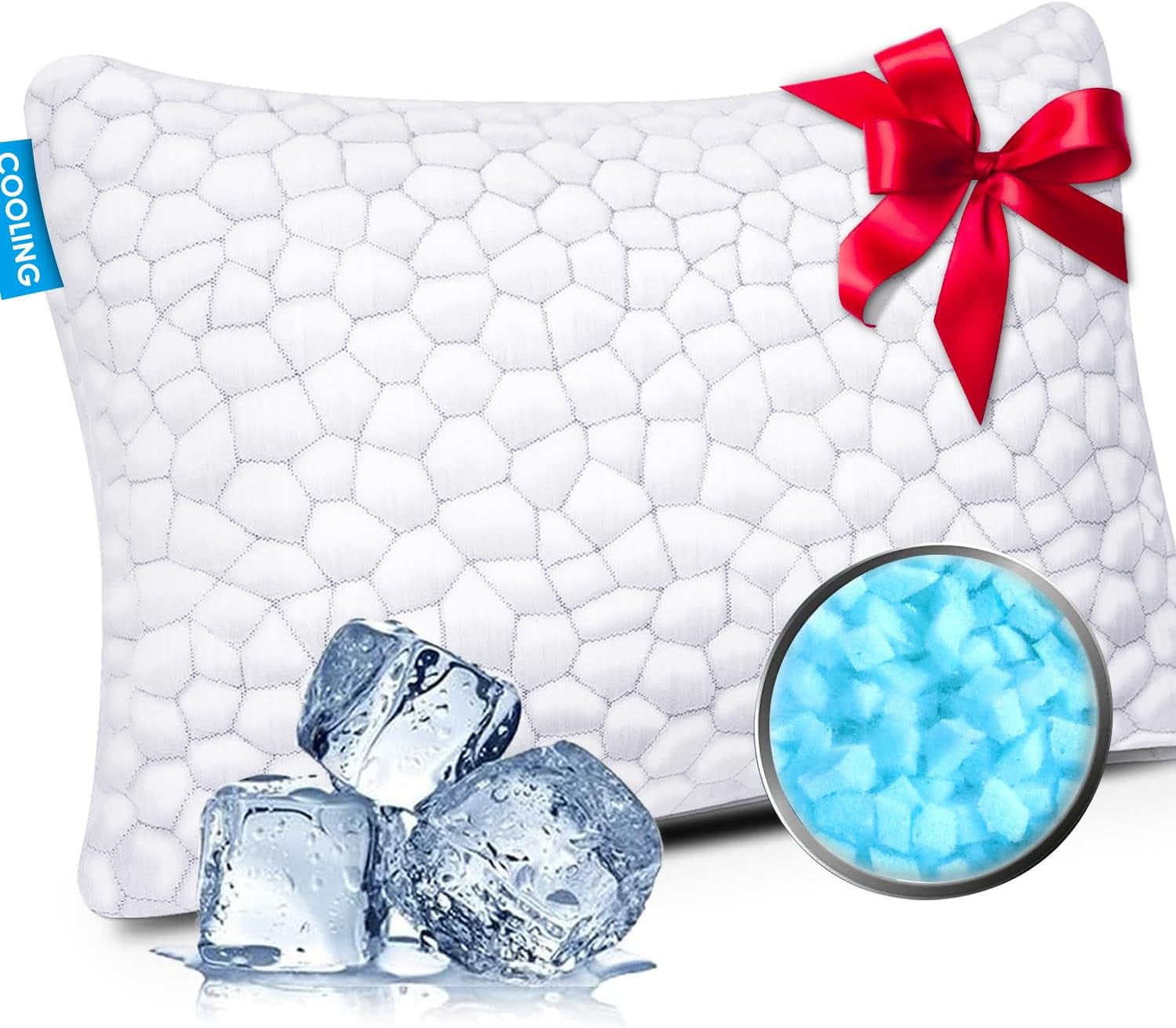 Visualz Cooling Bed Pillows for Sleeping 1 Pack Shredded Memory Foam ...